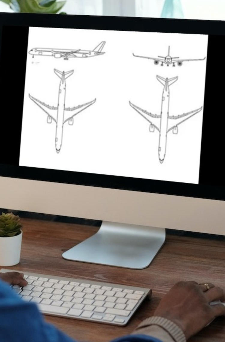 AutoCAD 3-view aircraft drawings | Airbus